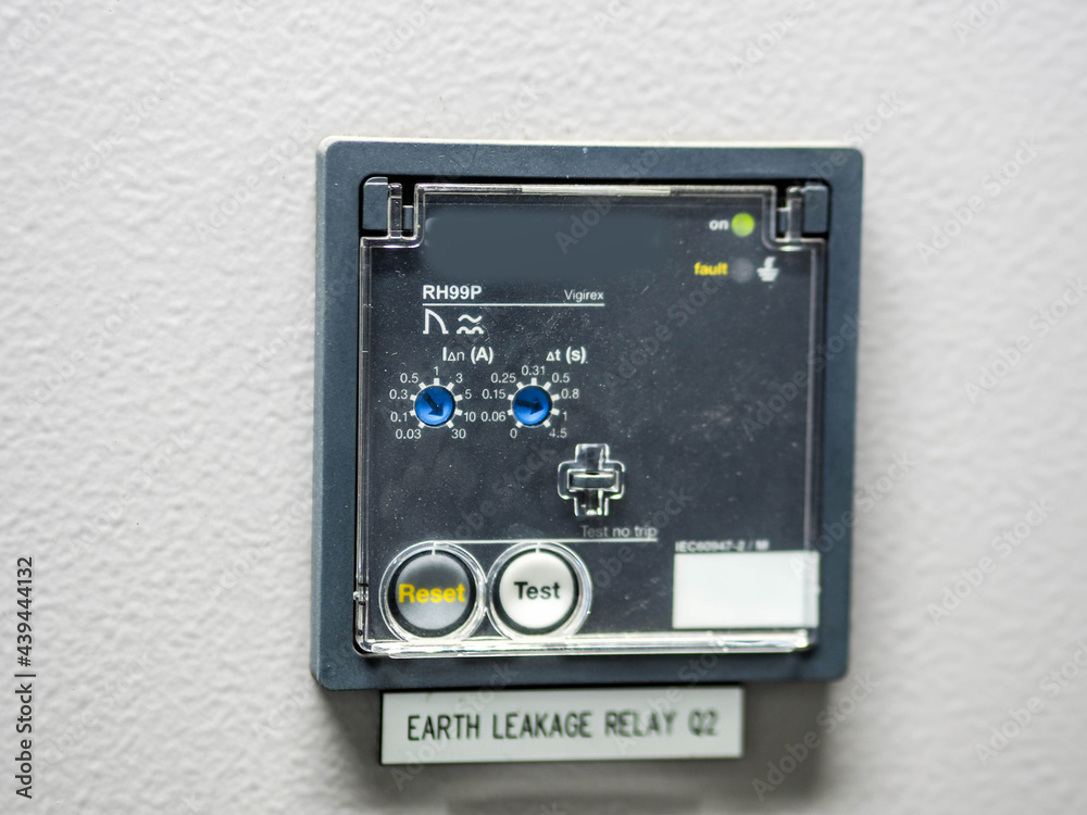 Earth leakage relay in power plant Stock Photo | Adobe Stock