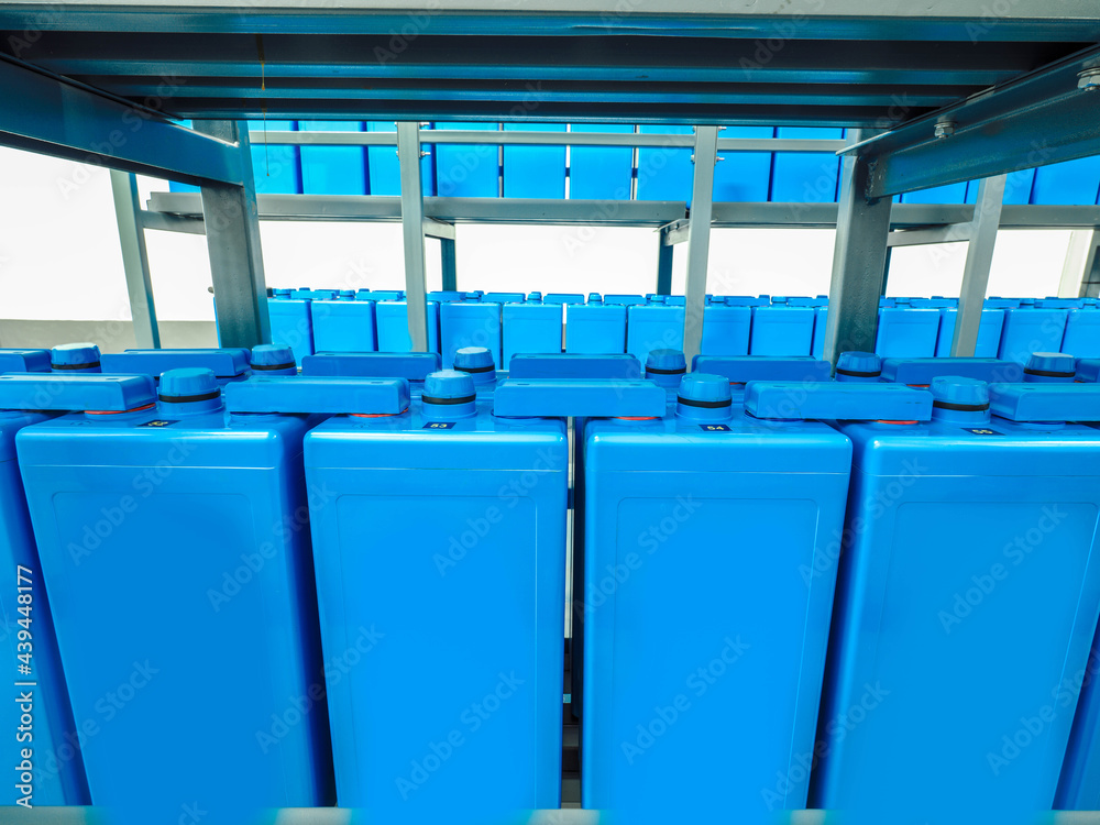 Battery room in power plant for back up emergency case with closed up ...