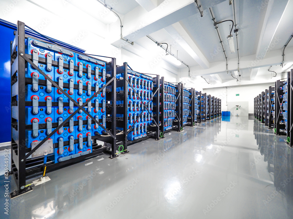 Battery room in power plant for back up emergency case Stock Photo ...