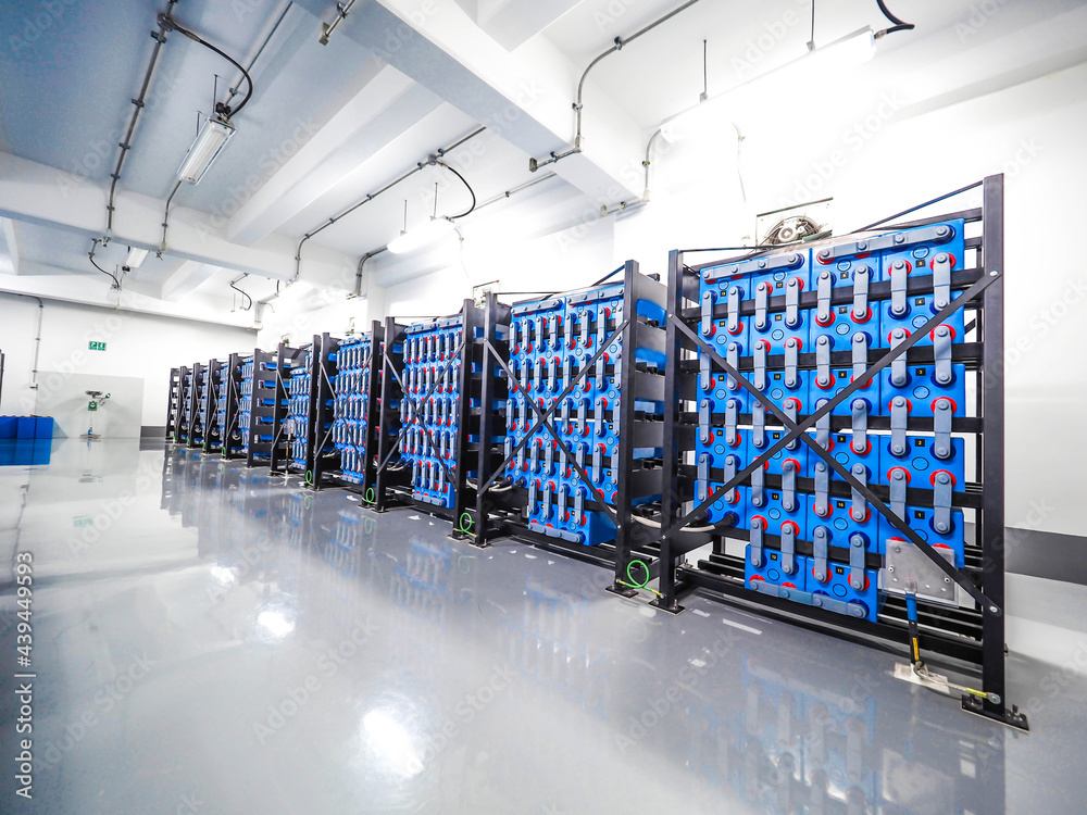 Battery room in power plant for back up emergency case Stock Photo ...