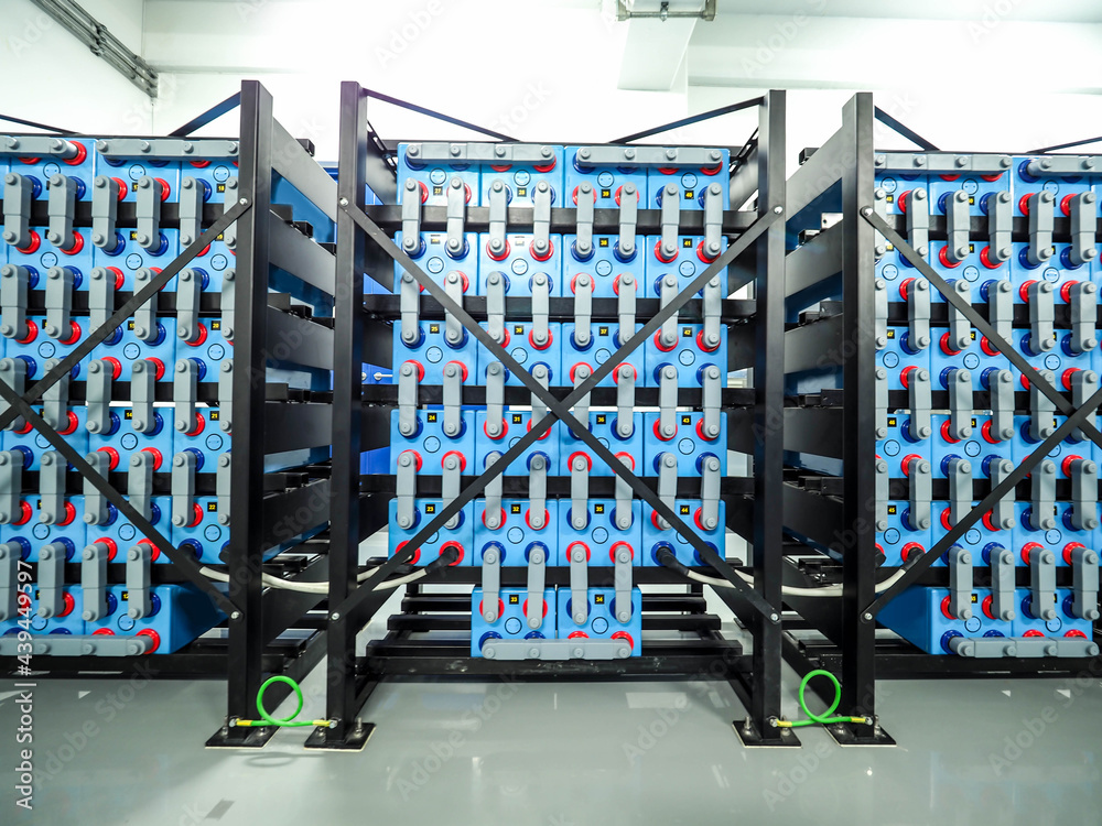 Battery room in power plant for back up emergency case Stock Photo ...