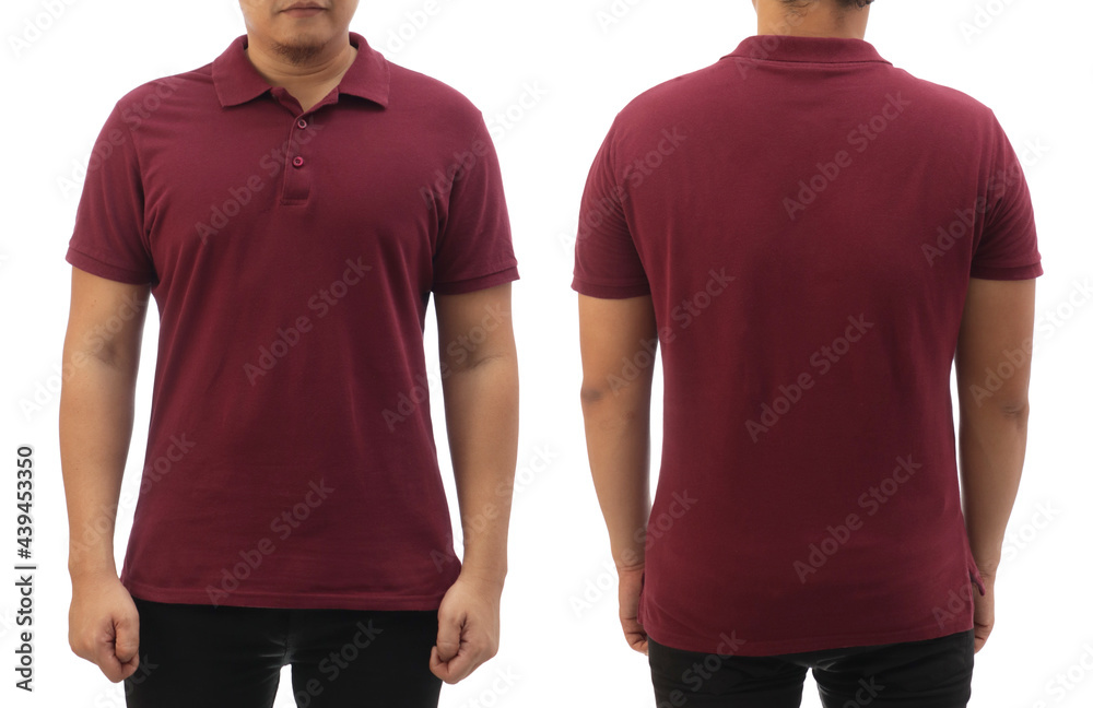 Naklejka Blank collared shirt mock up template, front and back view ...