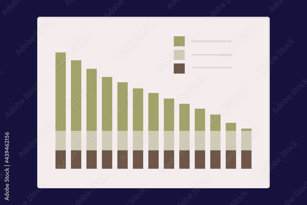Decline graph. Downward trend. Dynamics and statistics of development ...