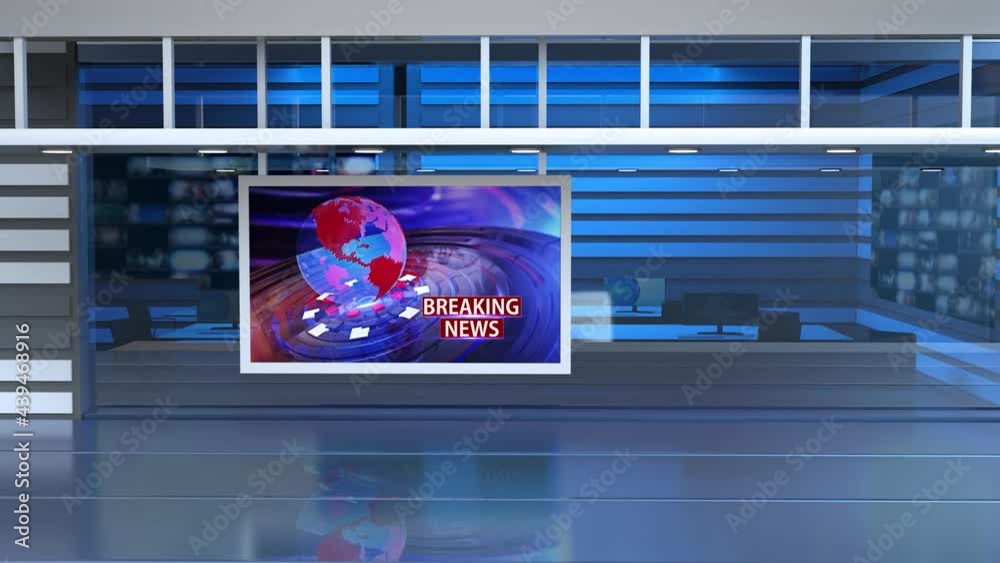 News TV Studio Set, Virtual Green Screen Background Stock Video | Adobe ...