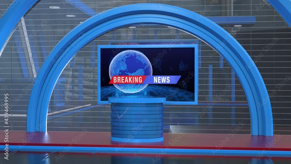News TV Studio Set, Virtual Green Screen Background Stock Video | Adobe ...