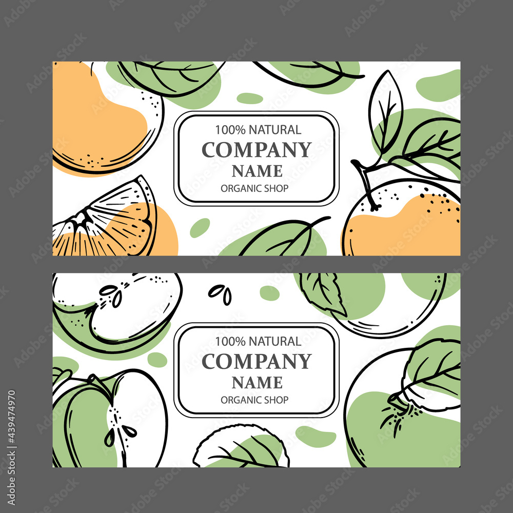 ORANGE GREEN APPLE LABELS Design Of Stickers For Shop Of Tropical ...