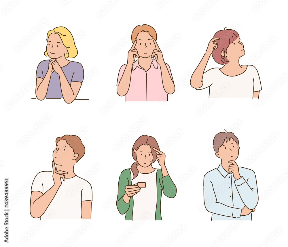 People with curious facial expressions. hand drawn style vector design ...