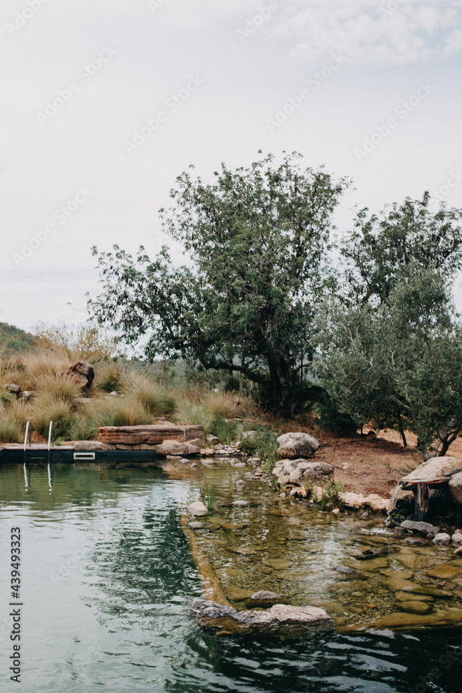 Natural swimming pool in a Spanish landscape Stock Photo | Adobe Stock