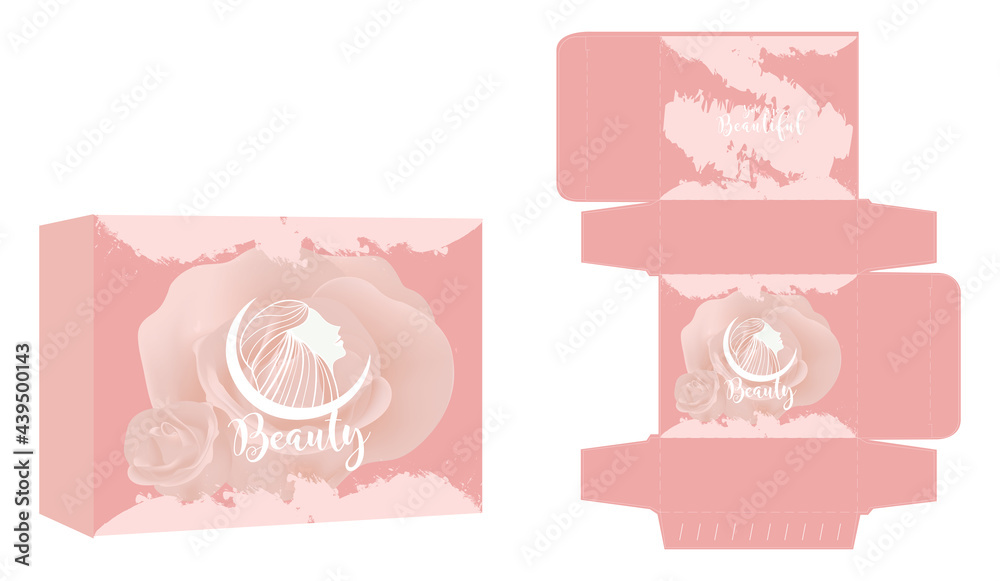 Packaging design, pink luxury box template and mockup box, illustration ...