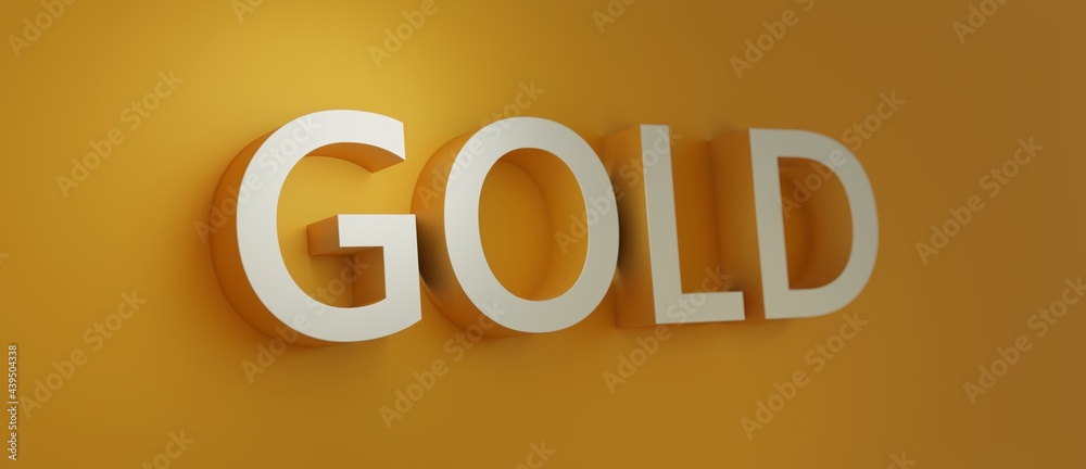 Abstract GOLD 3D TEXT Rendered Poster (3D Artwork) Stock Illustration ...