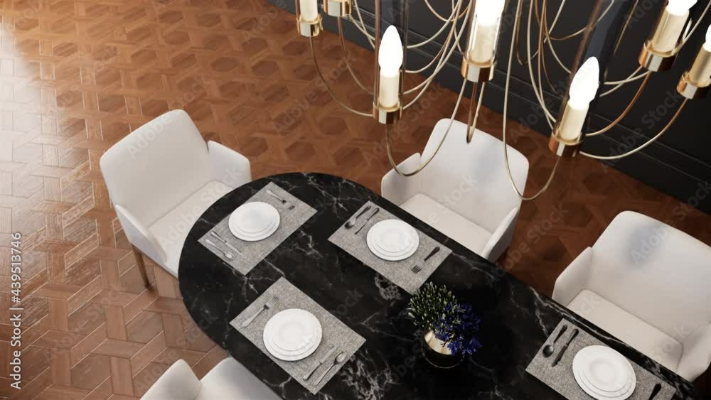 modern luxury dining room interior design with black marble dinnder ...