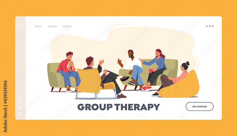 Group Therapy Landing Page Template. Characters Counseling with ...