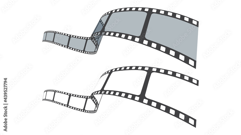 Film strip in perspective. Set of blank cinema film strip frames. Art ...