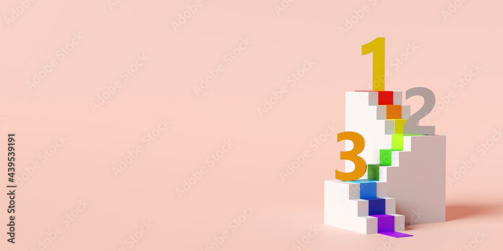 Winners podium with number template, 3d illustration Stock Illustration ...