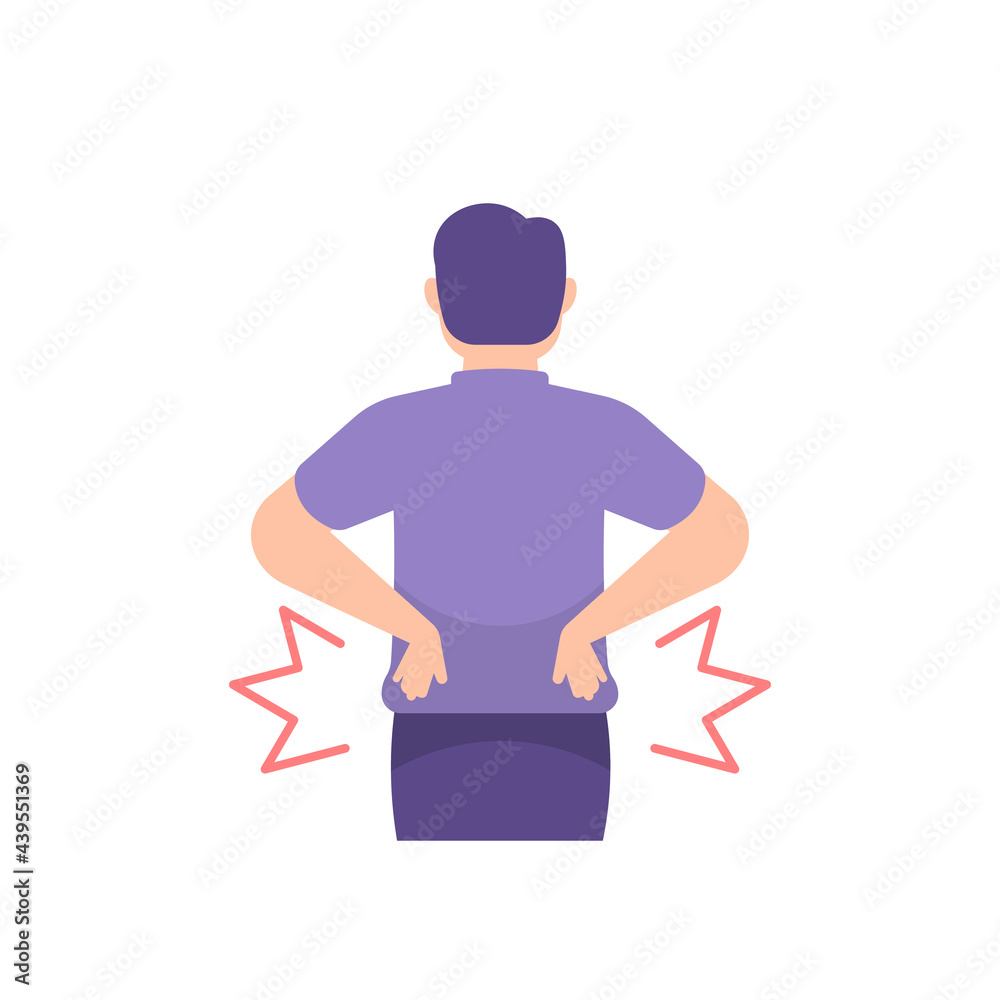 illustration of a man holding his lower back or waist. suffer from back ...