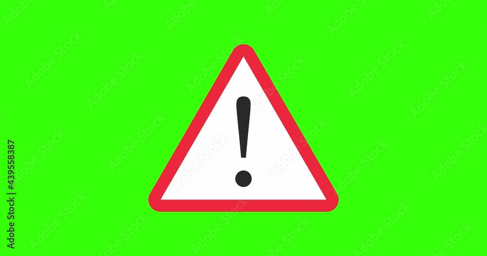 Warning sign animation. Danger or attention sign. Green background. 4K ...