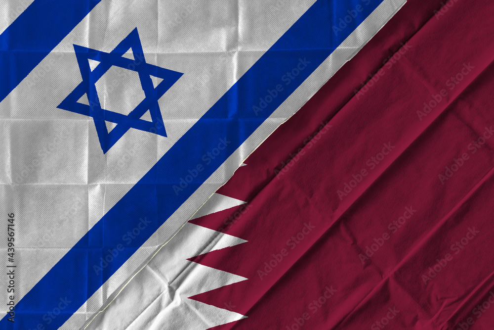 Concept of the relationship between Qatar and Israel with two flags ...