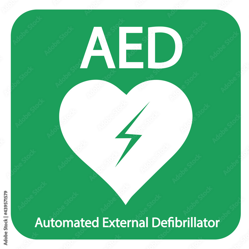 AED,automated external defibrillator / aed sign with heart and ...