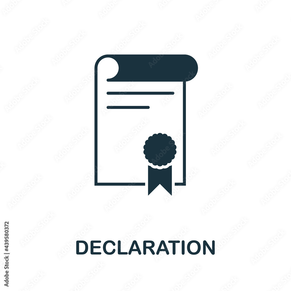 Declaration icon. Simple creative element. Filled monochrome ...
