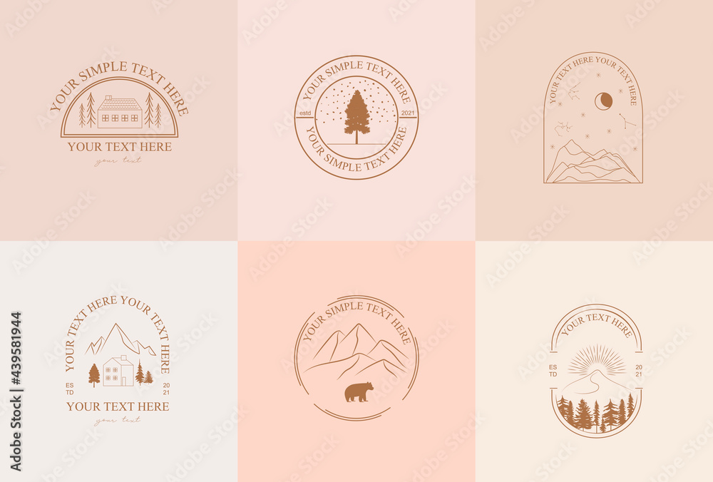 Collection of Modern, Outdoorsy, Earthy linear logos, symbols, icons ...