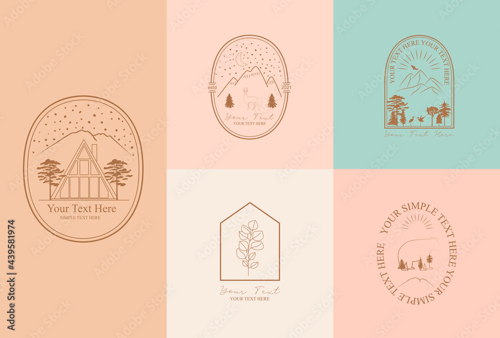 Collection of Modern, Outdoorsy, Earthy linear logos, symbols, icons ...