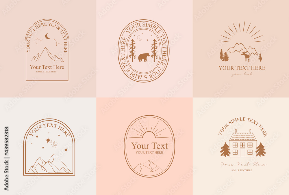 Collection of Modern, Outdoorsy, Earthy linear logos, symbols, icons ...