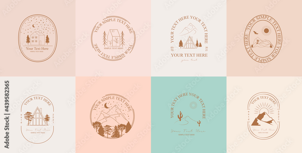 Vektorová grafika „Collection of Modern, Outdoorsy, Earthy linear logos ...