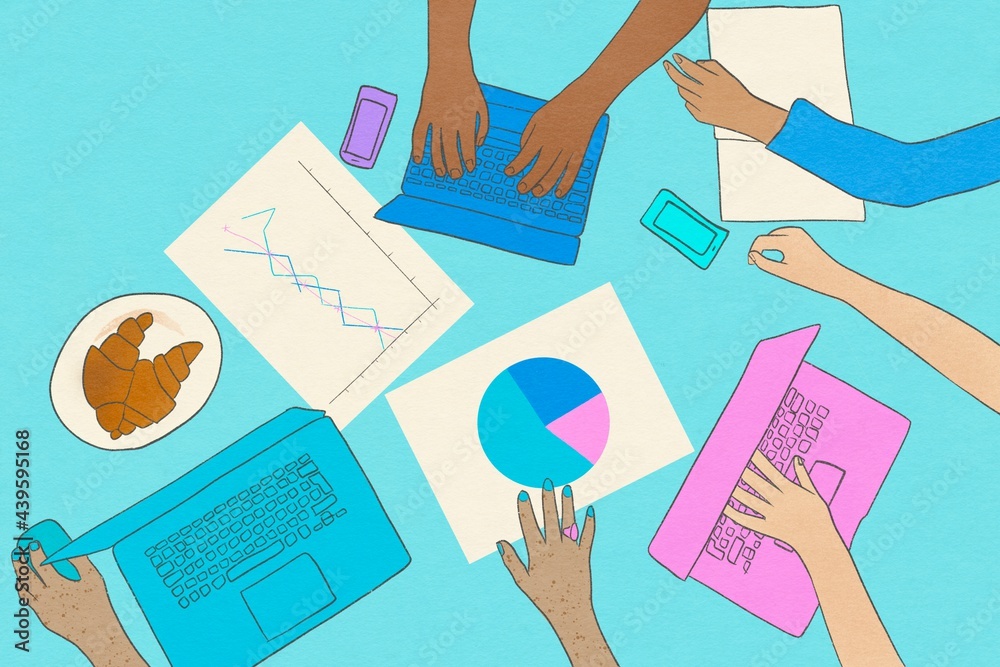 Business meeting overhead illustration. Stock Photo | Adobe Stock