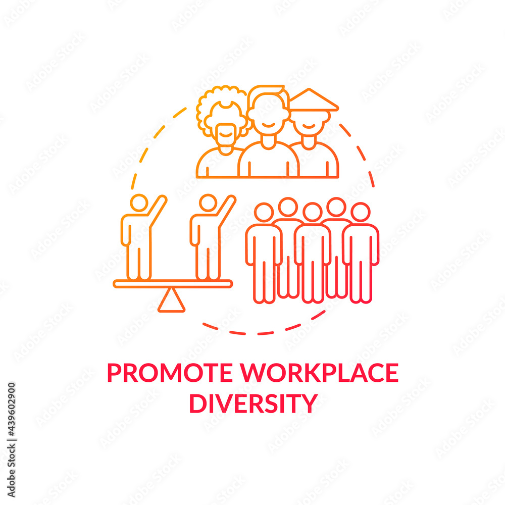 Promote workplace diversity concept icon. Racism at work abstract idea ...