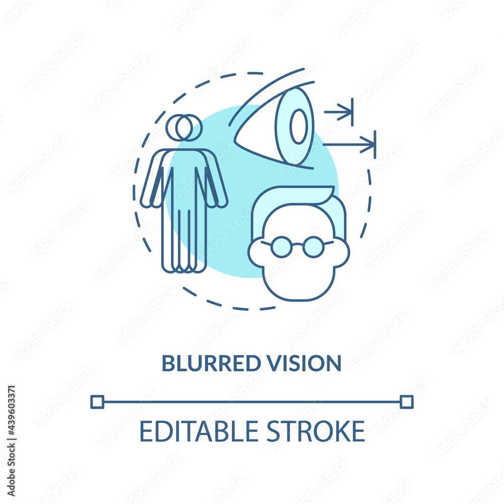 Blurred vision concept icon. Problems with eyes. Medical help. Curing ...