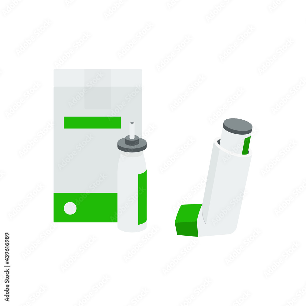 Vector inhaler icon for medical poster. Breather for cough relief ...