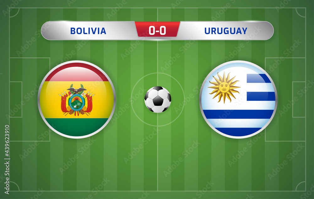 Bolivia vs Uruguay scoreboard broadcast template for sport soccer ...