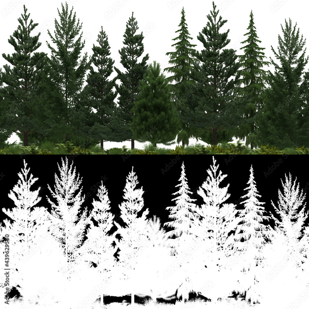 3D Render of Horizon Pine Trees Line in 4K available for loop. Tileable ...