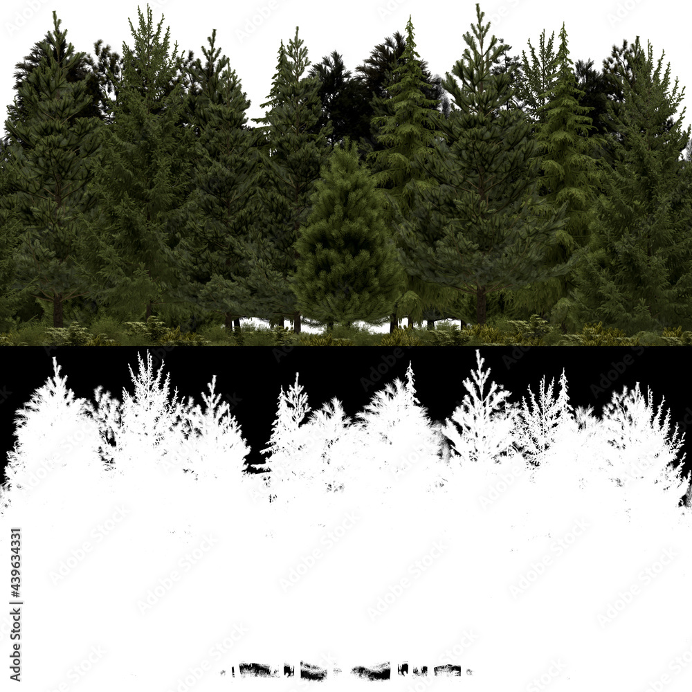 3D Render of Horizon Pine Trees Line in 4K available for loop. Tileable ...