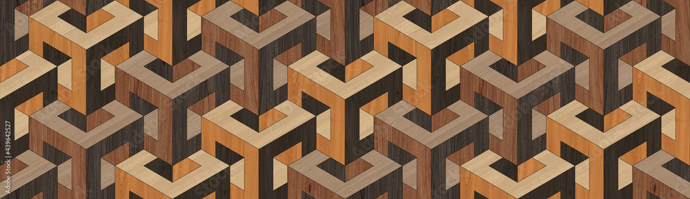Artistic oak parquet. Cubes. Design floor for a modern interior ...
