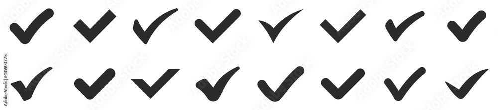 Check mark icons collection. Checkmark set. Vector illustration Stock ...