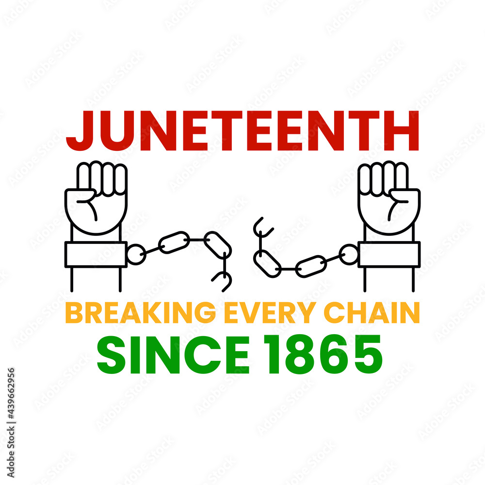 Juneteenth Freedom. Breaking every chain since 1865. Two hands with ...