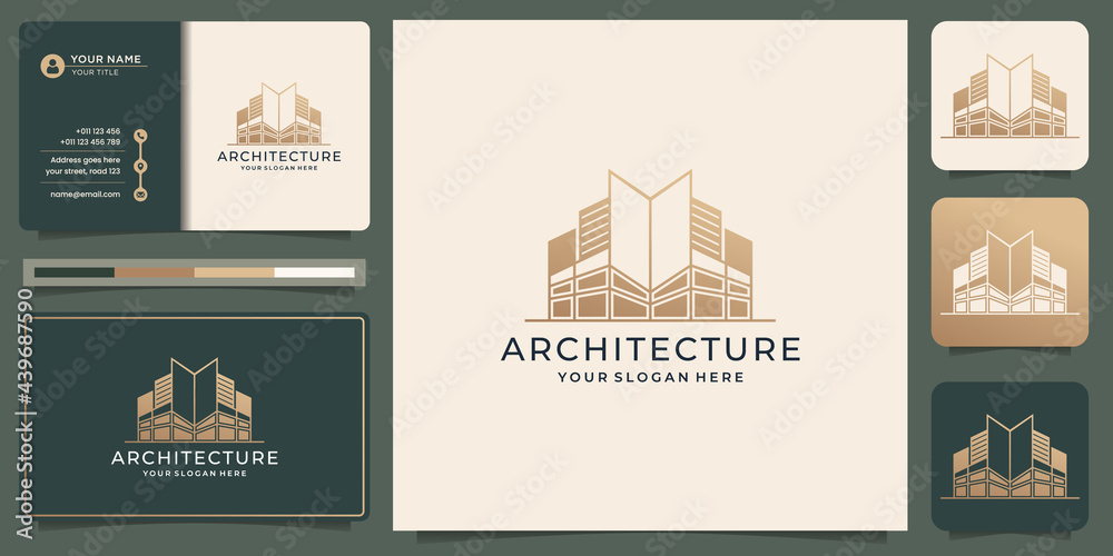 architecture logo with business card template. Construction , builder ...