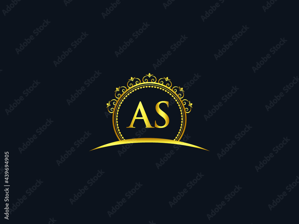 Initial AS Letter, Luxury as Logo Icon Vector For Hotel, Heraldic ...