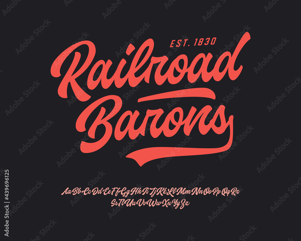 Railroad Barons. Original Brush Script Font. Retro Typeface. Vector ...