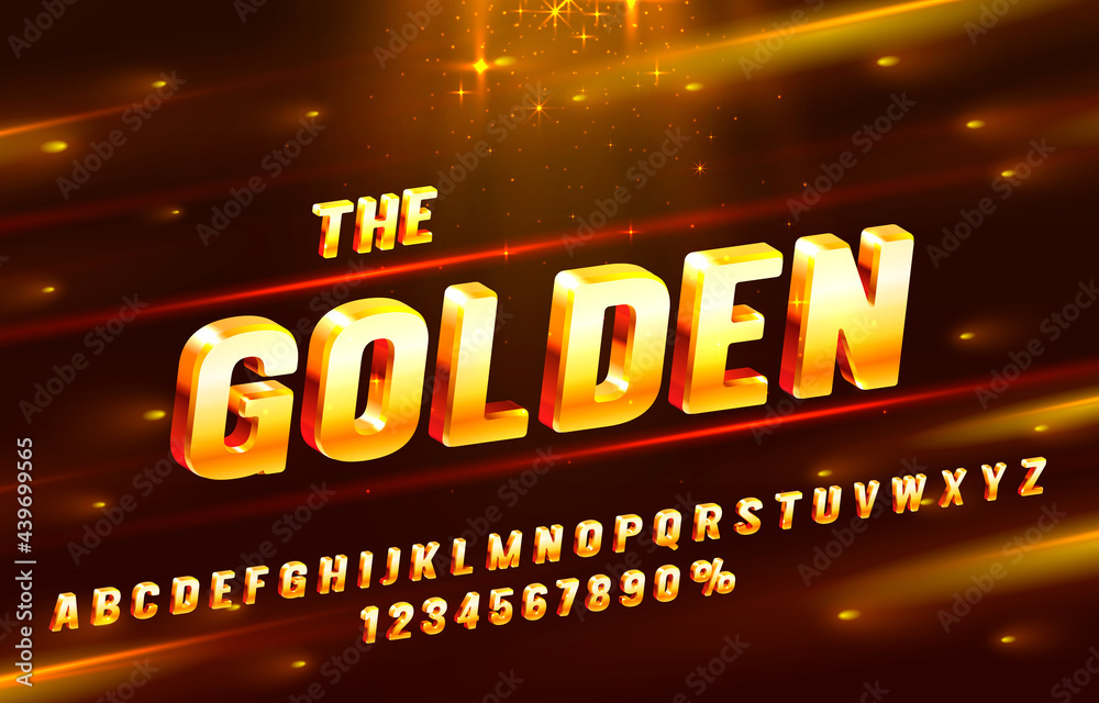 Gold font set collection, letters and numbers symbol. Vector Stock ...