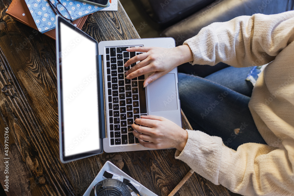 Writing with the laptop Stock Photo | Adobe Stock
