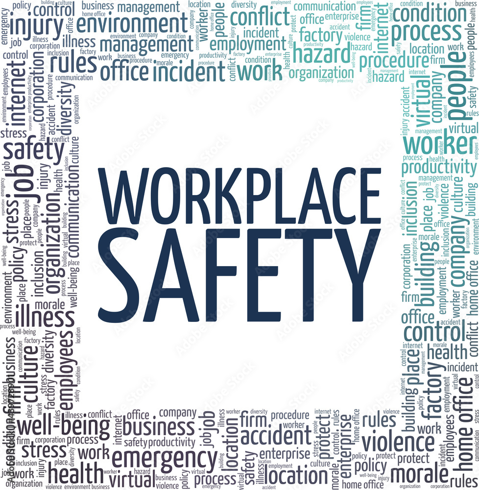 Workplace safety vector illustration word cloud isolated on a white ...