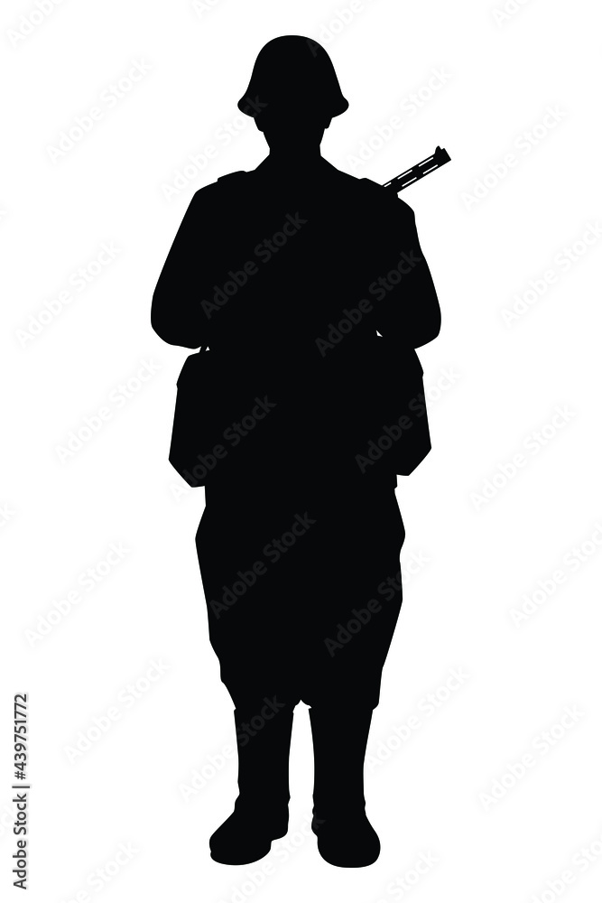 Soviet unions soldier with a rifle gun during world war 2 silhouette ...