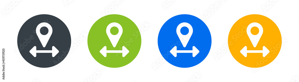 Destination distancing icon. Map pin with arrow path symbol. Vector ...