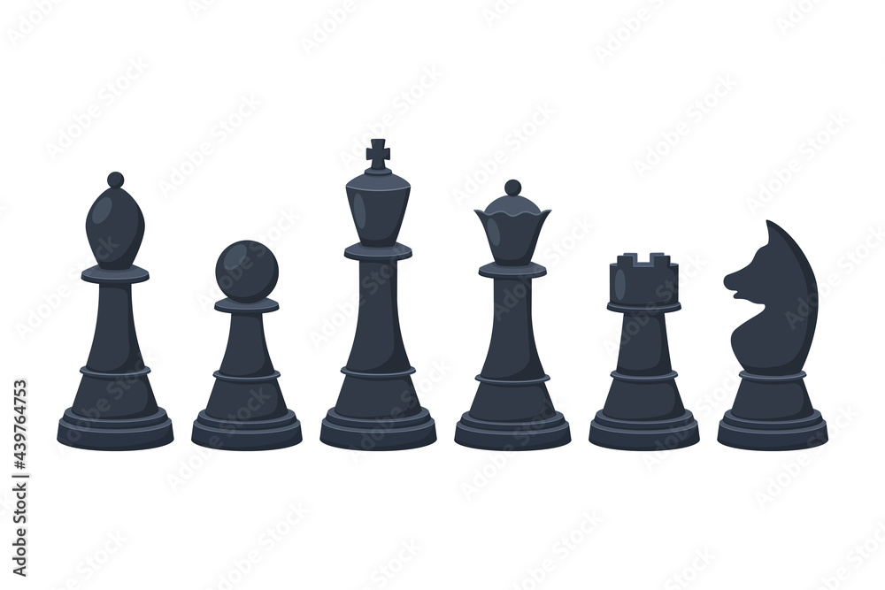Chess pieces in cartoon style. Vector illustration isolated on white ...