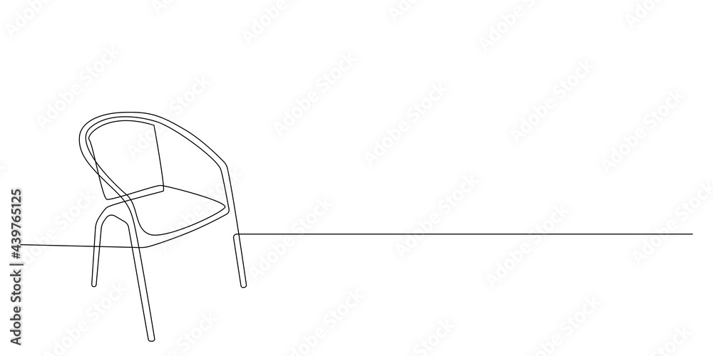 Chair in Continuous one line drawing. Interior with furniture in simple ...