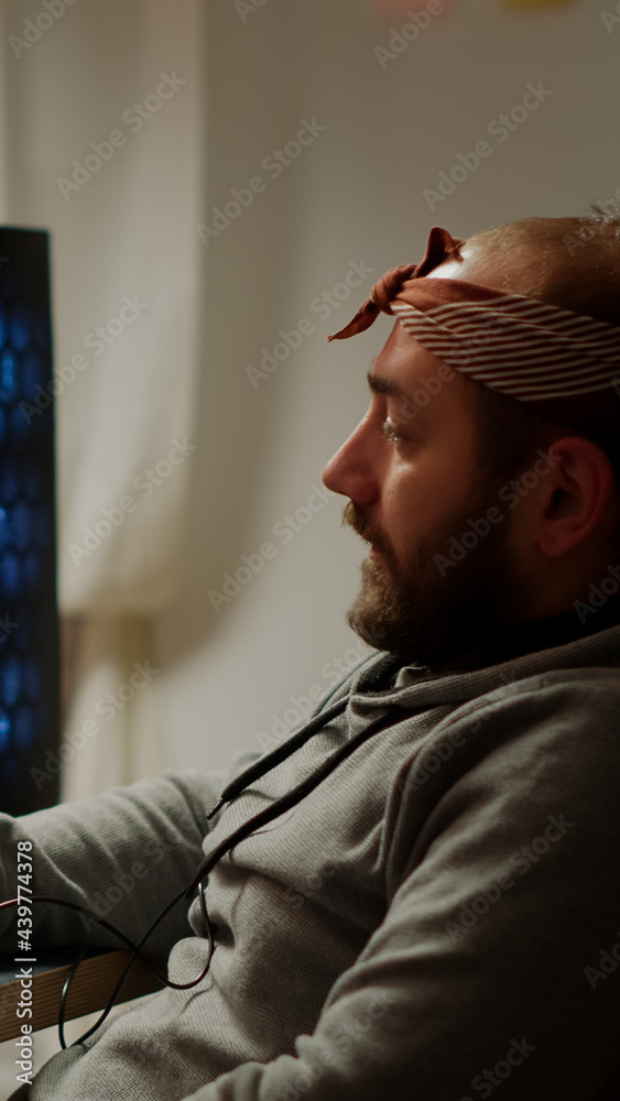 Angry pro gamer playing space shooter games and losing using RGB ...