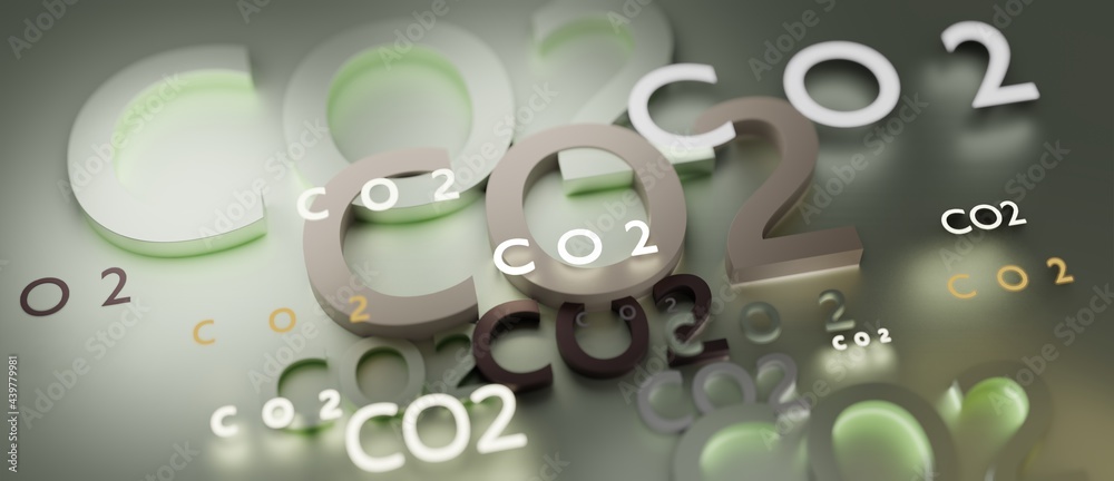 Abstract CO2 3D TEXT Rendered Poster (3D Artwork) Stock Illustration ...