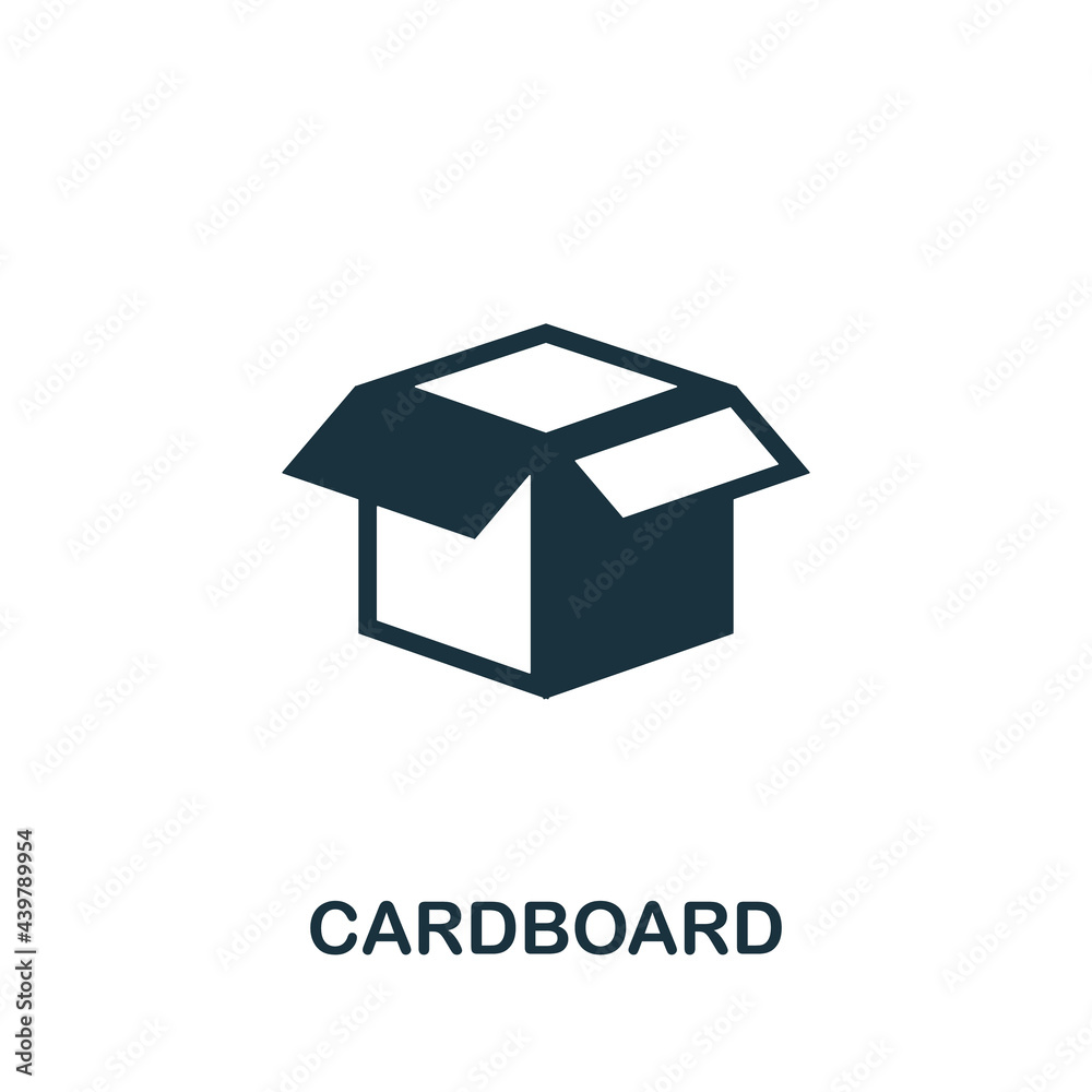 Cardboard icon. Monochrome simple element from packaging collection ...